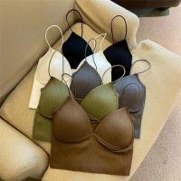 China One Size Seamless Ribbed Longline Knitted Basic Tops Women Triangle Strap Wireless Bra for sale