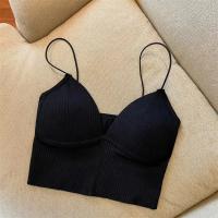 China One Size Seamless Ribbed Longline Knitted Basic Tops Women Triangle Strap Wireless Bra for sale