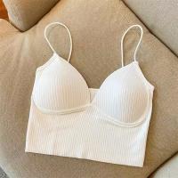 China One Size Seamless Ribbed Longline Knitted Basic Tops Women Triangle Strap Wireless Bra for sale