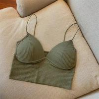 China One Size Seamless Ribbed Longline Knitted Basic Tops Women Triangle Strap Wireless Bra for sale