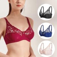 China Thin Sexy Lace Breathable Lingerie Bra Adjustable Gathered Bra Large Size Underwear for sale