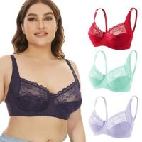 China Floral Big Size Ladies Lace Bra Steel Ring Comfortable Gather Thin Cup Full Cup 38 Bra Size Plus Size Women Lace Bra for sale