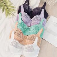 China Floral Big Size Ladies Lace Bra Steel Ring Comfortable Gather Thin Cup Full Cup 38 Bra Size Plus Size Women Lace Bra for sale