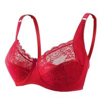 China Floral Big Size Ladies Lace Bra Steel Ring Comfortable Gather Thin Cup Full Cup 38 Bra Size Plus Size Women Lace Bra for sale