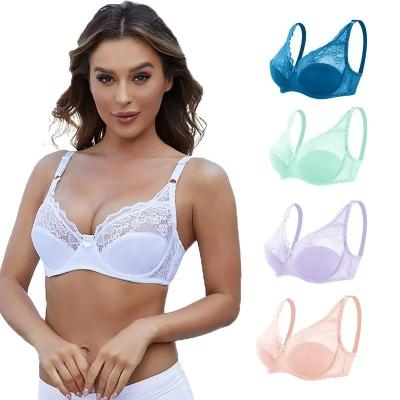 China Woman Bras Push up Lace Bra Full Coverage Cups Big Size Bra Breast Push up Thin Underwear for sale