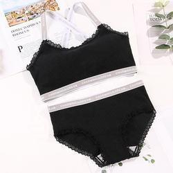 China Lace Bra Set Soft Cup Sports Ladies Bra Cotton Underwear Set for sale
