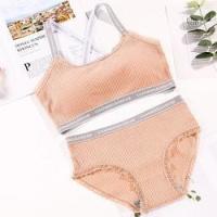 China Lace Bra Set Soft Cup Sports Ladies Bra Cotton Underwear Set for sale