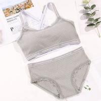 China Lace Bra Set Soft Cup Sports Ladies Bra Cotton Underwear Set for sale