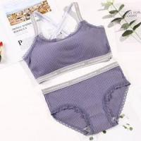 China Lace Bra Set Soft Cup Sports Ladies Bra Cotton Underwear Set for sale