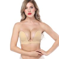 China Wire Free Cotton Women Underwear Self Adhesive Push Up U Bra for sale