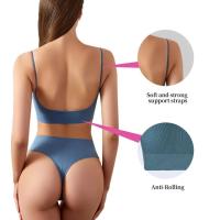 China Plain Dyed Cotton Women Underwear Sports Bra Set With Seamless Thin Straps for sale