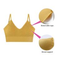 China Plain Dyed Cotton Women Underwear Sports Bra Set With Seamless Thin Straps for sale