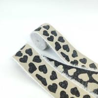 China Thick Fluff Elastic Band Beige Fluff Lace Jacquard Elastic Band Black Heart Elastic Webbing for sale