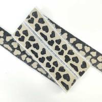 China Thick Fluff Elastic Band Beige Fluff Lace Jacquard Elastic Band Black Heart Elastic Webbing for sale