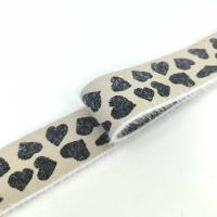 China Thick Fluff Elastic Band Beige Fluff Lace Jacquard Elastic Band Black Heart Elastic Webbing for sale