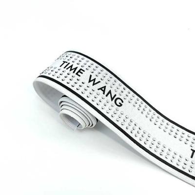 China Polyester Edge Hot Fix Elastic Band Spandex Webbing Jacquard Pattern Wrap Elastic Band for sale