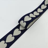 China Navy Elastic Web Band Jacquard Heart Pattern Elastic Band Fancy Elastic Hairband for sale