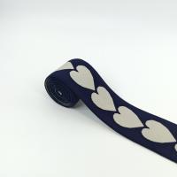 China Navy Elastic Web Band Jacquard Heart Pattern Elastic Band Fancy Elastic Hairband for sale