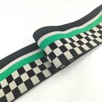 China Black Wide Jacquard Elastic Web Band Check Stripe Pattern Elastic Band 7 cm Elastic Band for sale