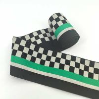 China Black Wide Jacquard Elastic Web Band Check Stripe Pattern Elastic Band 7 cm Elastic Band for sale