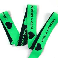 China Full Size Range Custom Letter Elastic Band Jacquard Elastic Waistband Green Elastic Band with Black Logo for sale