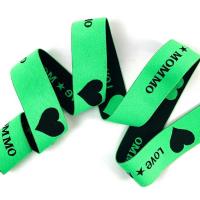 China Full Size Range Custom Letter Elastic Band Jacquard Elastic Waistband Green Elastic Band with Black Logo for sale