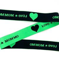 China Full Size Range Custom Letter Elastic Band Jacquard Elastic Waistband Green Elastic Band with Black Logo for sale
