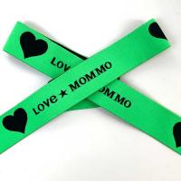 China Full Size Range Custom Letter Elastic Band Jacquard Elastic Waistband Green Elastic Band with Black Logo for sale