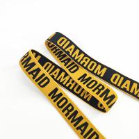 China Custom Letter Elastic Band Yellow Jacquard Elastic Band Black Letter Elastic Web Band for Clothes for sale