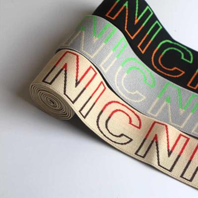 China Custom Colorful Fancy High Elasticity Polyester/ nylon Letters Jacquard Elastic Band for sale