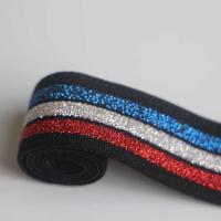 China Custom colorful fancy shiny strap band polyester yarn-dyed web band knitted elastic webbing for sale