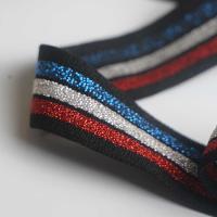 China Custom colorful fancy shiny strap band polyester yarn-dyed web band knitted elastic webbing for sale