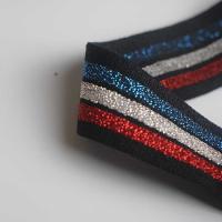 China Custom colorful fancy shiny strap band polyester yarn-dyed web band knitted elastic webbing for sale