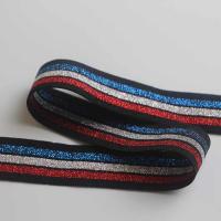 China Custom colorful fancy shiny strap band polyester yarn-dyed web band knitted elastic webbing for sale