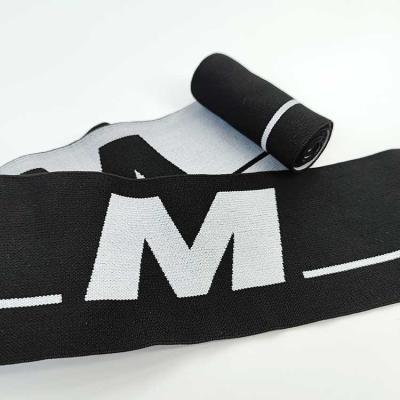 China Big Letter Logo Elastic Webbing Jacquard Elastic Band Black Elastic Band for sale