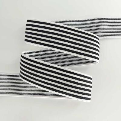 China Custom Black Stripe Elastic Band Sublimated Elastic Waistband Jacquard Designer Web Band Elastic for sale