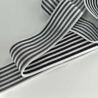 China Custom Black Stripe Elastic Band Sublimated Elastic Waistband Jacquard Designer Web Band Elastic for sale
