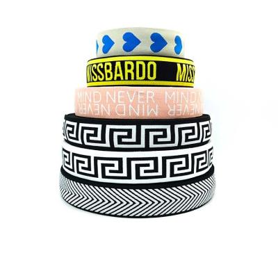 China Wide flat elastic band jacquard letters shapes in custom color elastic stretch band and elastic band for sale