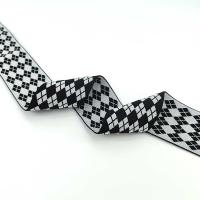 China 4 Day Sample Delivery Black Base Jacquard Elastic Webbing 5 cm Elastic Band Diamond Pattern Jacquard Elastic Band for sale