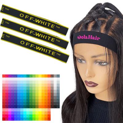 China wholesale free sample manufacturer custom slayer band printed logo silk elastic hair bands for wigs for sale