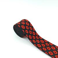 China Huge Inventory for Stocking Up Jacquard Web Band Elastic Band Black Flower Pattern Elastic Band for sale