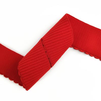 China Free sample manufacturer custom logo 30mm embroidered red colored lot elastic band for sale