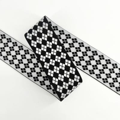 China Free sample manufacturer custom rhombus jacquard elastic band for sale
