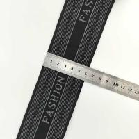 China 4 cm Nylon Black Gray Letter Jacquard Elastic Band for Clothing for sale