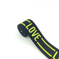 China Fast Delivery Elastic Web Band Black Yellow Letter Jacquard Elastic Bands for Garment for sale
