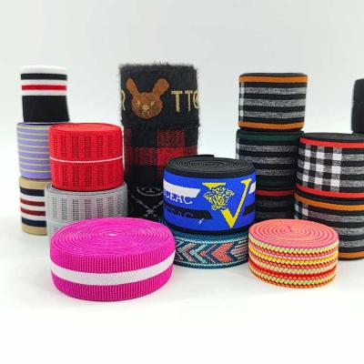 China 2 - 8 cm Custom Letters Jacquard Logo Colors Woven Elastic Band Webbing for Garment Clothing Apparel Accessories for sale