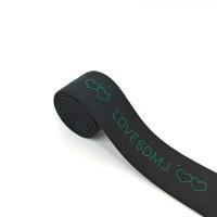 China 4 CM Jacquard Elastic Band Black Elastic Webbing Strap Band Elastic Nylon Webbing Strap with Green Letters for sale