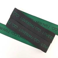 China 4 CM Jacquard Elastic Band Black Elastic Webbing Strap Band Elastic Nylon Webbing Strap with Green Letters for sale