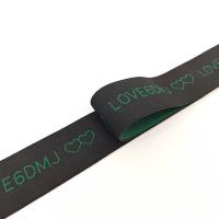 China 4 CM Jacquard Elastic Band Black Elastic Webbing Strap Band Elastic Nylon Webbing Strap with Green Letters for sale