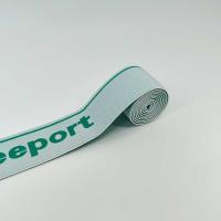 China Free Sample Jacquard Webbing Mint Color Elastic Band Jacquard Elastic Band Two Tone Elastic Band with Stripe and Letters for sale